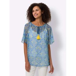Heine Chiffonbluse in himmelblau-limone-bedruckt | Gr.: 46