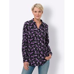 Sieh an! Longbluse in schwarz-lila-bedruckt | Gr.: 50