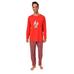 Normann Schlafanzug Weihnachten langarm Weihnachtsmotiv in rot | Gr.: 48