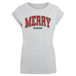 F4NT4STIC T-Shirt Weihnachten Varsity Retro in grau meliert | Gr.: S