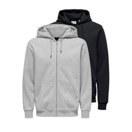 Only & Sons ONLY & SONS Sweatjacke / Hoodie Ceres in Hellgrau / dunkelblau | Gr.: XL