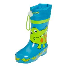 Playshoes Gummistiefel 'Krokodil' Jungen Größe 22.5 blau / hellgrün / dunkelorange