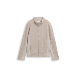 Tom Tailor Damen Sweatjacke mit Stehkragen, braun, Meliert, Gr. XL