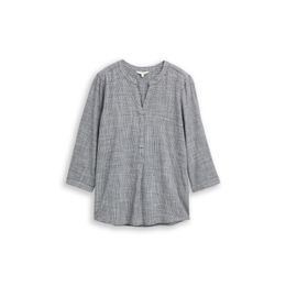 Tom Tailor Damen Bluse aus Baumwolle, blau, Uni, Gr. 34