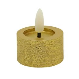 LED Teelicht 2er-Set Winter Echtwachs gold metallic rustic 4,5x2,5cm 3D-Flamme