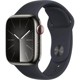 Apple Smartwatch »Watch Series 9 Edelstahl« (4, 1 cm / 1, 61 ′′) Watch OS 10;EKG;Blutsauerstoff App;Herzfrequenz Graphite