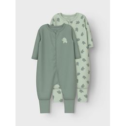 Schlafanzug name it "NBMNIGHTSUIT 2P ZIP FF SEA ELEPHANT NOOS", Jungen, Gr. 80, blau (sea foam), Jersey, Obermaterial: 100% Baumwolle, bedruckt, unifarben, regular fit knöchellang, Rundhals, abgesteppte Kante, Homewear-Sets, mit tollen Elefanten-Motiven