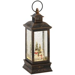 Dekoobjekt my home "LED Laterne Schneemann", braun (braun, weiß), B:10,4cm H:27,5cm T:10,4cm, Dekofiguren, mit weihnachtlichen Figuren, Höhe ca. 27,5 cm
