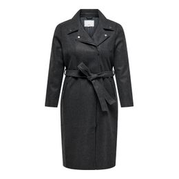 Langmantel Only CARMAKOMA "CARAUGUSTA LIFE BIKER COAT OTW", Damen, Gr. M (46/48), grau (dunkelgrau melange), Web, Obermaterial: 100% Polyester, meliert, Mäntel, mit Biker Details