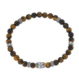 Armband "schwarzer Achat, Tigerauge oder synth. Türkis, Silber 925", braun, Giorgio Martello MILANO, Armbänder, Herren, 20cm, Silber 925 (Sterlingsilber)