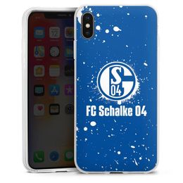 DeinDesign iPhone Xs Max Handy Silikon H&uuml;lle Case transparent Handyh&uuml;lle S04 Fc Schalke 04 Logo Silikon Case