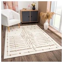 Teppich Carpet City "April 2308", beige (creme), B:120cm H:10mm L:170cm, Polyester, Teppiche, Teppich, L&auml;ufer, weich durch Microfaser, Boho Ethno Look, Wohnzimmer