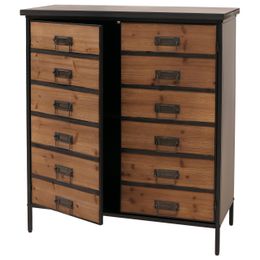 Mendler Apothekerkommode HWC-O79, Schrank Highboard Stauf&auml;cher, Vintage Shabby-Look 94x80x35cm, natur ~ Vari 139300
