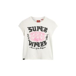 Superdry T-Shirt Damen Größe L ecru / hellpink / schwarz