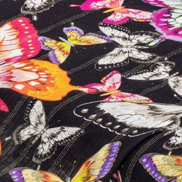 buttinette Viskose-Blusenstoff/Javanaise "Glitzer-Schmetterlinge", bunt