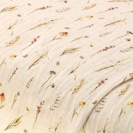 buttinette Musselin/Doppel-Gaze "Wiesenblumen", creme-color