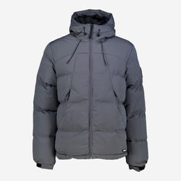Graue Pufferjacke mit Kapuze