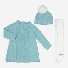 Rachel Zoe 3-teiliges hellblaues Set aus Kleid und Mütze mit Socken