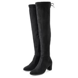 Overkneestiefel Lascana "Slouchy Boots, Langschaft Stiefel, Schlupf-Boot", Damen, Gr. 38, Varioschaft, schwarz, Obermaterial: 100% Textilmaterial. Decksohle: 100% Lederimitat. Futter: 100% Textilmaterial. Laufsohle: 100% Synthetik, unifarben, Basic, Schuhe, aus weichem Stretchmaterial