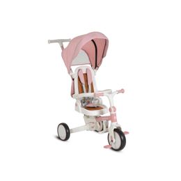 Byox Dreirad, Tricycle Compacto 4 in 1 Schiebegriff klappbar Gurt umbaubar EVA rosa
