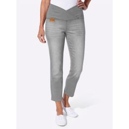 WITT Damen 7/8-Jeans mit &uuml;berlappendem Bund, light grey-denim, Gr&ouml;&szlig;e 40