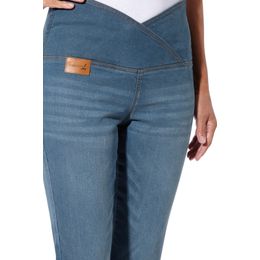 WITT Damen 7/8-Jeans mit &uuml;berlappendem Bund, blue-bleached, Gr&ouml;&szlig;e 50