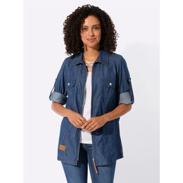 WITT Damen Blusenjacke mit Brust-Klappentaschen, blue-stone-washed, Größe 38