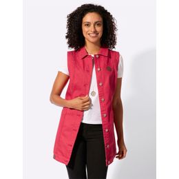 WITT Damen Jeansweste in Longform, erdbeere, Gr&ouml;&szlig;e 42
