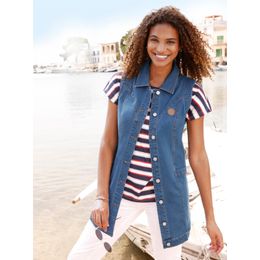 WITT Damen Jeansweste in Longform, blue-stone-washed, Gr&ouml;&szlig;e 54