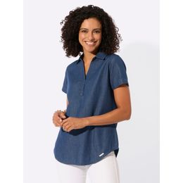 WITT Damen Jeanstunika mit abgerundetem Saum, blue-stone-washed, Größe 40