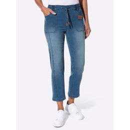 WITT Damen 7/8-Jeans mit bequemem Schlupfbund, blue-stone-washed, Gr&ouml;&szlig;e 52