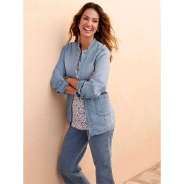WITT Damen Jeansjacke mit Rei&szlig;verschluss, blue-bleached, Gr&ouml;&szlig;e 36