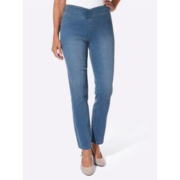 WITT Damen Jeans mit überlappendem Dehnbund, blue-bleached, Größe 36