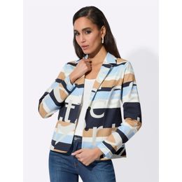 WITT Damen Jerseyblazer mit Lettering-Print, marine-ecru-bedruckt, Gr&ouml;&szlig;e 36