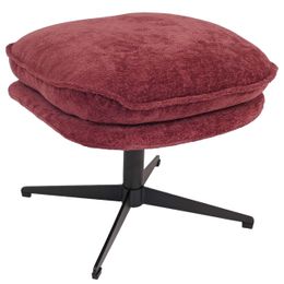 Hocker mit Polster HWC-P32, Sitz-/Fußhocker Fußablage Ottomane Stoff/Textil Chenille (370 g/m²) ~ beere
