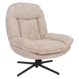 Relaxsessel HWC-P32, Fernsehsessel Nosagfederung Polstersessel, drehbar Metall Stoff/Textil Chenille (370 g/m²) ~ creme