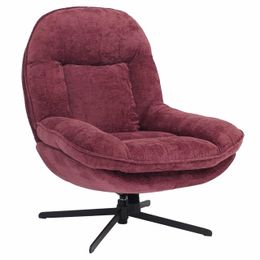 Relaxsessel HWC-P32, Fernsehsessel Nosagfederung Polstersessel, drehbar Metall Stoff/Textil Chenille (370 g/m²) ~ beere