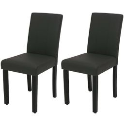 2er-Set Esszimmerstuhl HWC-O65d, Küchenstuhl Polsterstuhl Lehnstuhl, Kunstleder ~ dunkelgrau