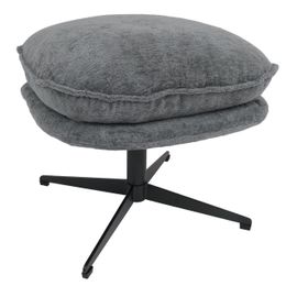 Hocker mit Polster HWC-P32, Sitz-/Fußhocker Fußablage Ottomane Stoff/Textil Chenille (370 g/m²) ~ grau