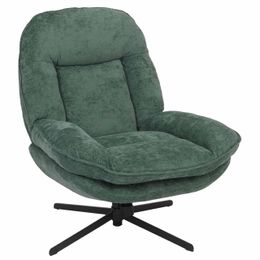 Relaxsessel HWC-P32, Fernsehsessel Nosagfederung Polstersessel, drehbar Metall Stoff/Textil Chenille (370 g/m²) ~ grün