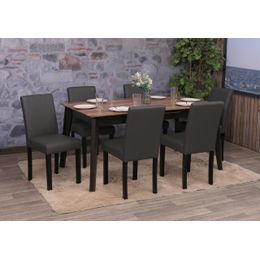 6er-Set Esszimmerstuhl HWC-O65d, Küchenstuhl Polsterstuhl Lehnstuhl, Kunstleder ~ dunkelgrau