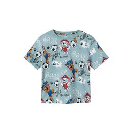 name it T-Shirt 'NMMJUBI PAW' Jungen Größe 98 blau / rauchblau / schwarz / weiß