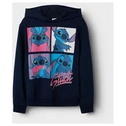 Sweatshirt name it "NKFINGA STITCH NREG SWEA WH BRU NOOS WDI", M&auml;dchen, Gr. 158/164, blau (navy blazer), Sweatware, Obermaterial: 60% Baumwolle, 40% Polyester, bedruckt, normal normal, Rundhals, Rippb&uuml;ndchen, Sweatshirts Sweatshirt
