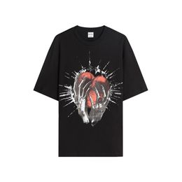 Bershka T-Shirt 'HEART' Herren Gr&ouml;&szlig;e L anthrazit / hellrot / schwarz / wei&szlig;