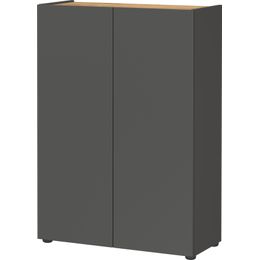 Schuhschrank Germania "GW-Alviano", grau (graphit, navarra, eiche, nachbildung), B:74cm H:105cm T:33cm, Spanplatte, Schränke, Platz für bis zu 12 Paar Schuhe