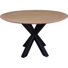 Esstisch Sit, B:120cm H:75cm T:120cmnatur, schwarz, schwarz, natur, Sungkaiholz, Metall, Garten, Tische, mit Schweizer Kante