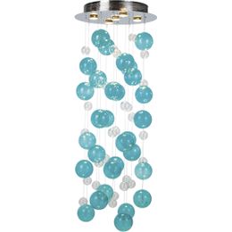 Näve NÄVE LED Pendelleuchte "Explosion", grün, 5, Ø 45cm H: 124cm, 1 Stk., Leuchten, kleine klare und große türkise Glaskugeln, inkl. GU10 Leuchtmittel