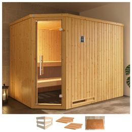 Sauna Weka "Varberg 4", beige (natur), ohne Ofen, (ohne Ofen), Saunen, ohne Ofen