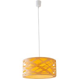 Näve NÄVE Pendelleuchte "Finja", natur, 1, Ø 40cm H: 110cm, 1 Stk., Leuchten, rund D: 40 cm, Holzimitat, mehrschichtig durchbrochen, 1x E27 exkl.