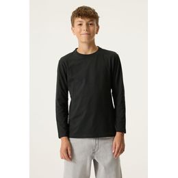 Langarmshirt Garcia, Jungen, Gr. 152/158, schwarz, Jersey, Obermaterial: 95% Baumwolle, 5% Elasthan, unifarben, regular fit normal, Rundhals, gerader Abschluss, Shirts, for BOYS